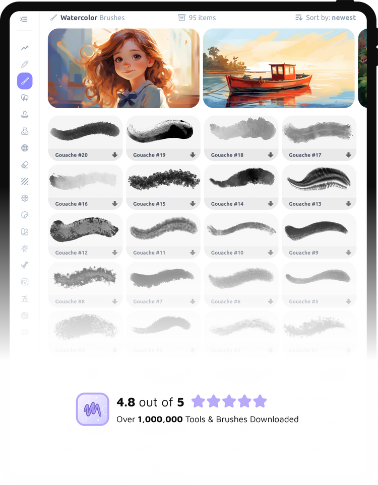 Free Brushes for Procreate - One Click Download - Rococo